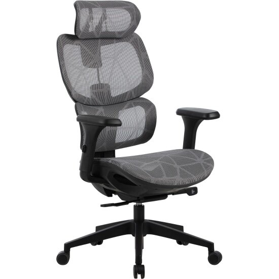 Кресло офисное Cactus CS-MC555-GY черный/серый сетка с подголов. крестов. пластик пластик черный