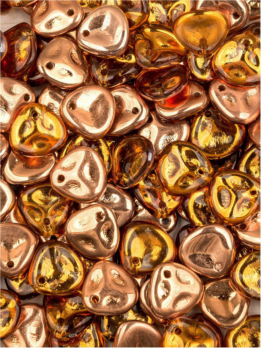 Стеклянные чешские бусины, Rose Petal, 8х7 мм, цвет Topaz Capri Gold, 50 шт.