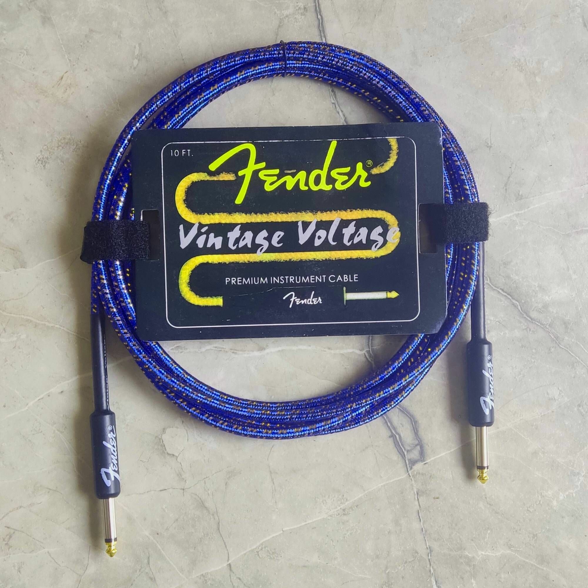 Премиум гитарный кабель 3 метра 6.3 jack Fender Vintage Voltage ярко синий, шнур для для электрогитары, электроакустической, провод для комбика.