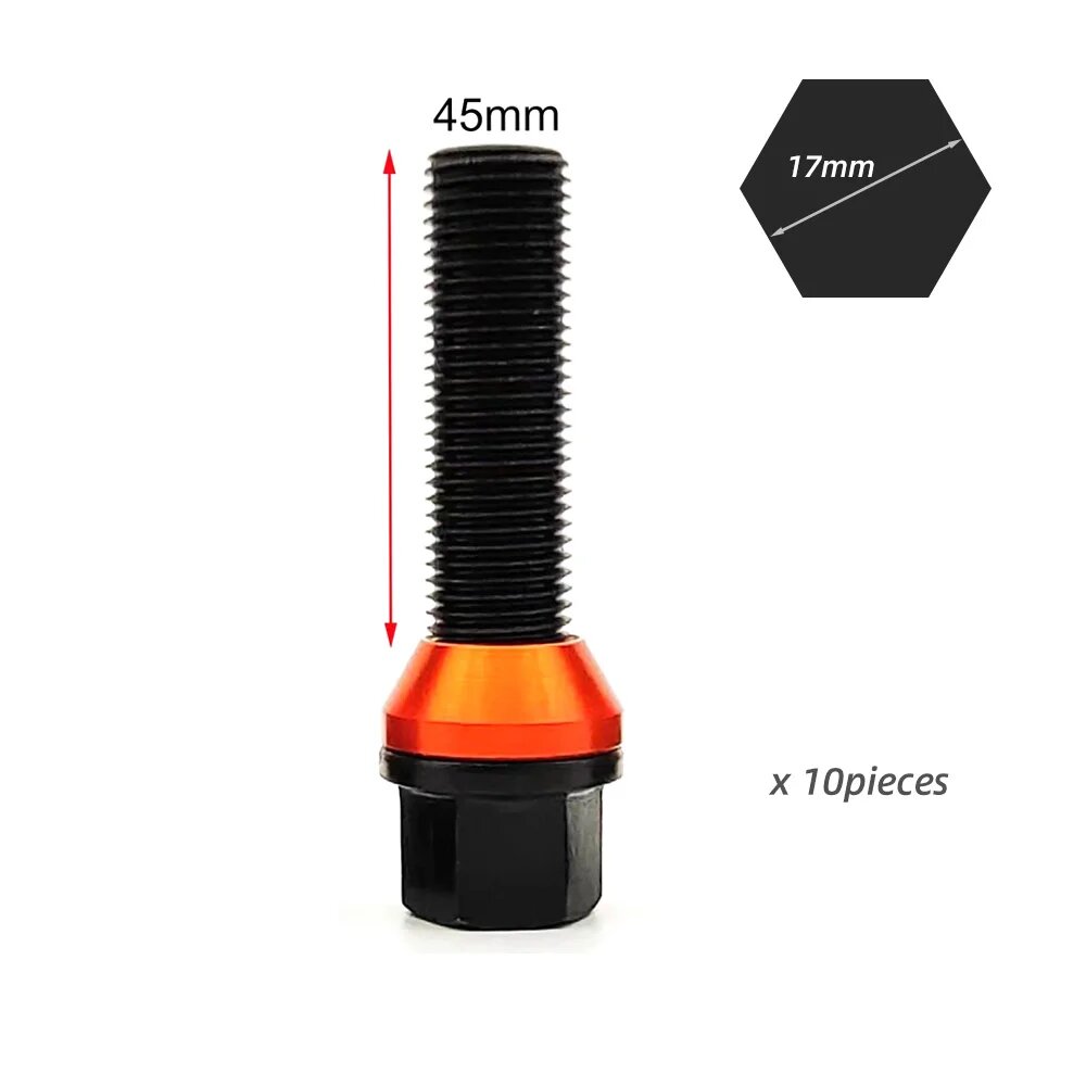 M14x1,5/M14x1,25 10 шт./компл. болты с наконечниками для колес автомобиля, винт М14Х1,5, Length 45mm