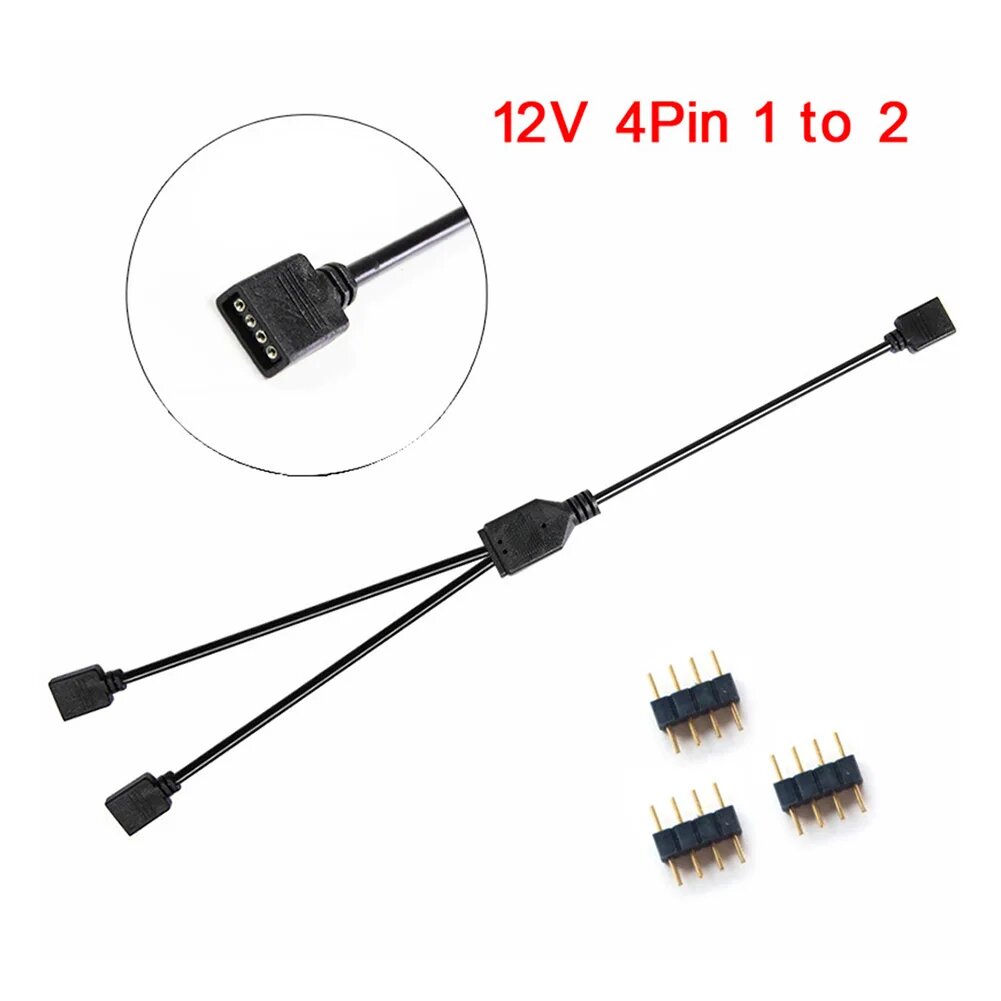 RGB разветвитель Alloet 5V 3Pin для светодиодной ленты 12V 4Pin 1 to 2