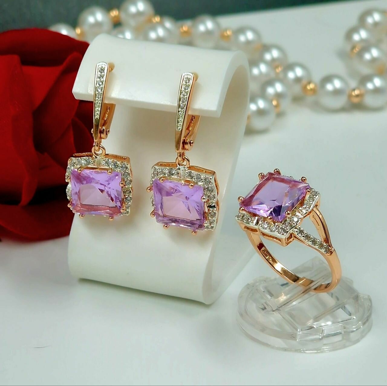 Комплект бижутерии, фианит