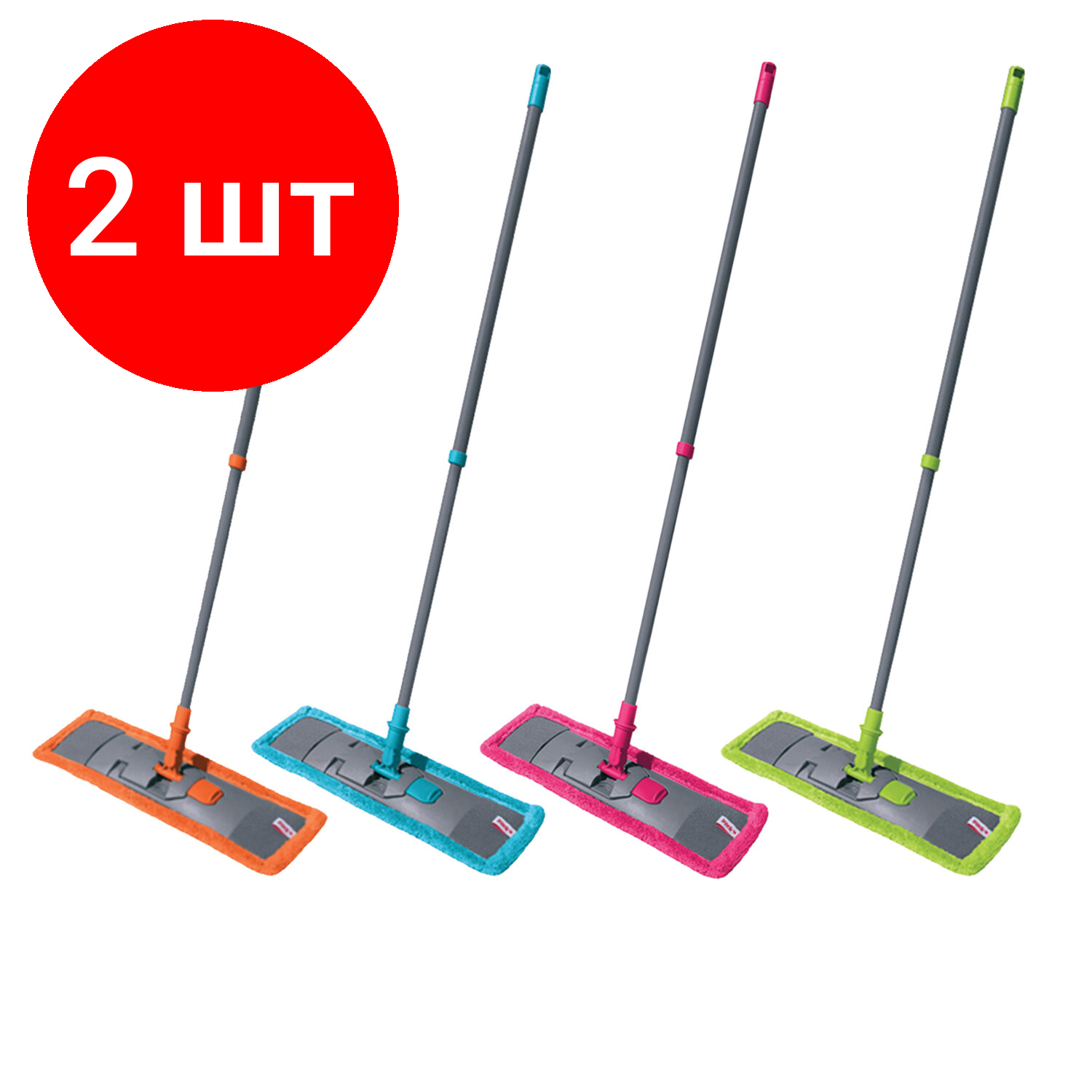 Комплект 2 шт, Швабра с флаундером 40 см, телескопический черенок 130 см, еврорезьба, МОП микрофибра (ТИП К), YORK "Classic", 81080