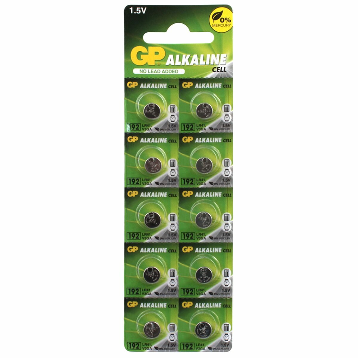 Батарейка GP LR41 (1.5 В) марганец-цинк (блистер, 10шт.) (192-BC10), 25 уп.