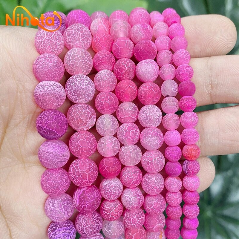 Розовый морозный краб агат бусины 6/8/10 мм 8mm-about 48pcs