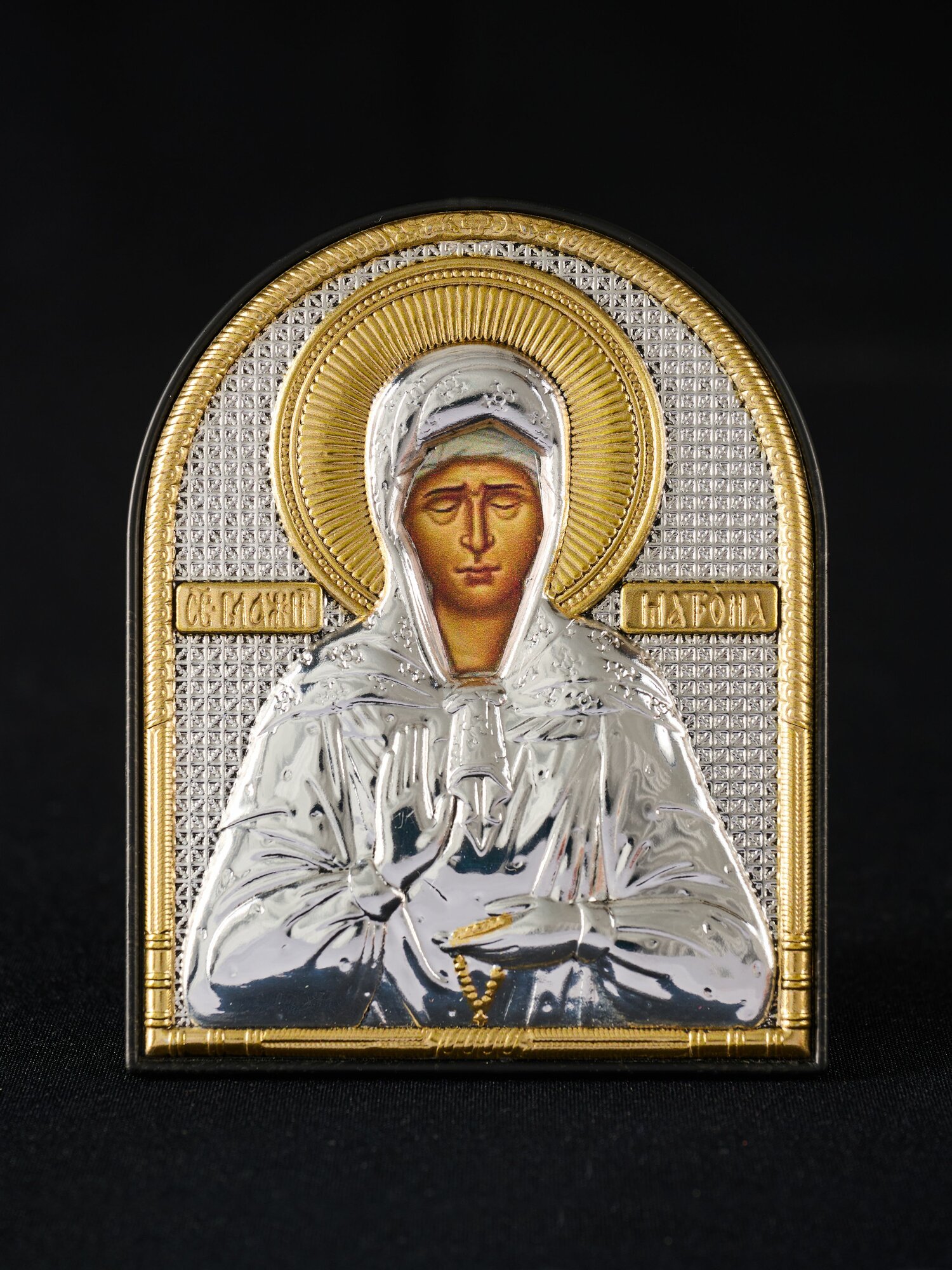 Серебряная икона "Матрона Московская" Silver Axion, высота 11см
