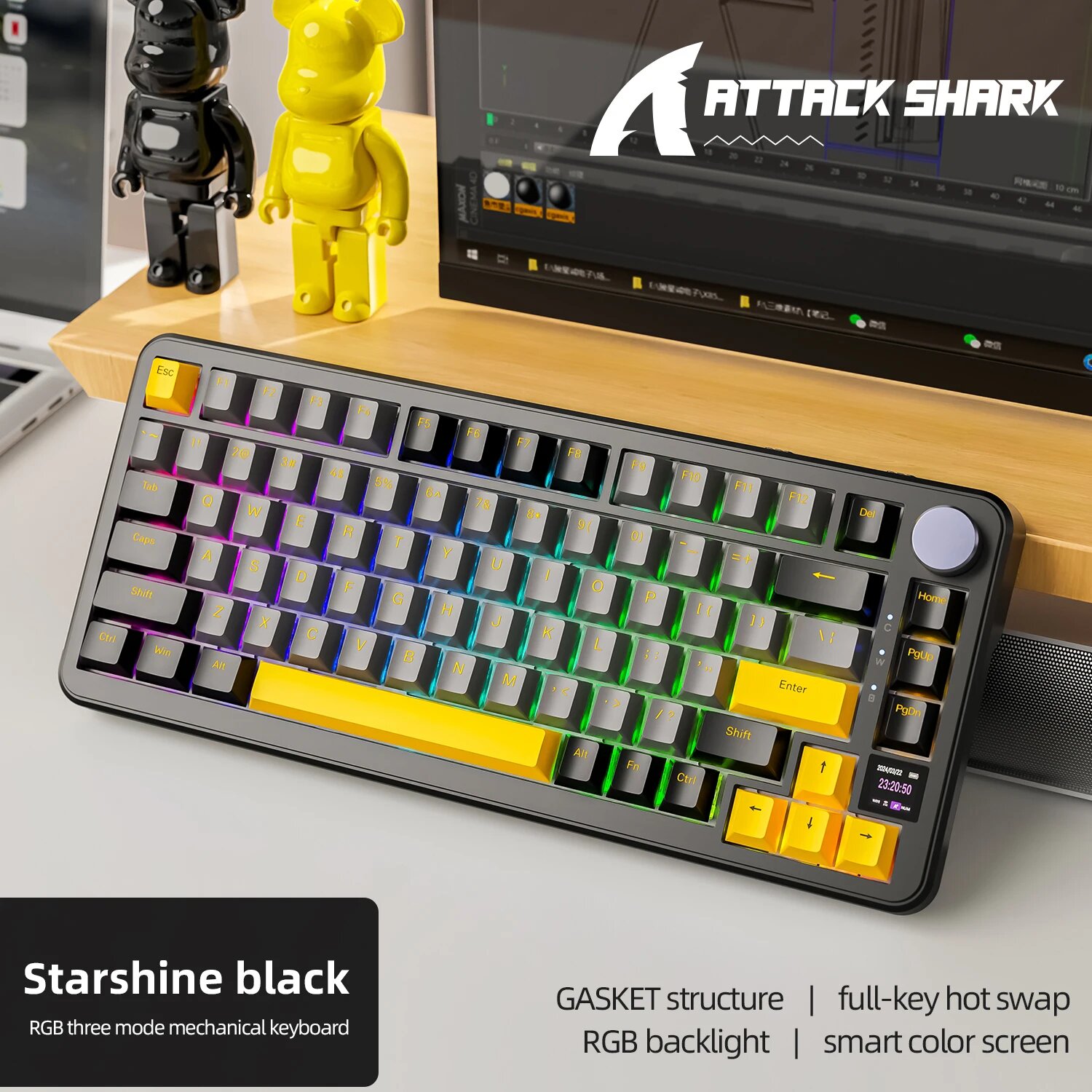 ATTACK SHARK X85/X85Pro Беспроводная Механическая Клавиатура x85pro Star Black