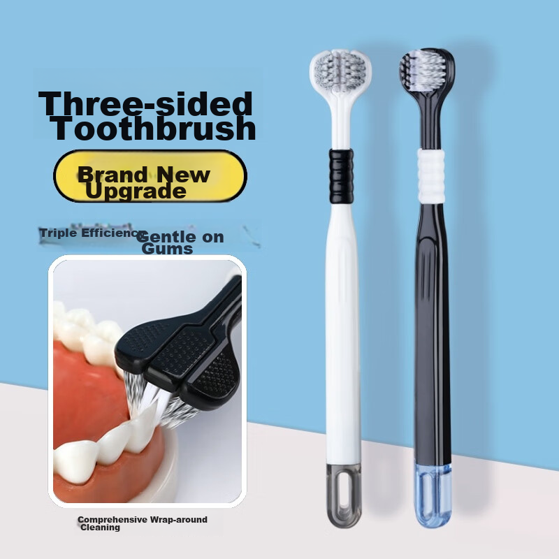 Di Wang Dr.wlen adult three-sided toothbrush fine soft bristles U-shaped 3D three-head wrapped tooth-specific men and women family pack