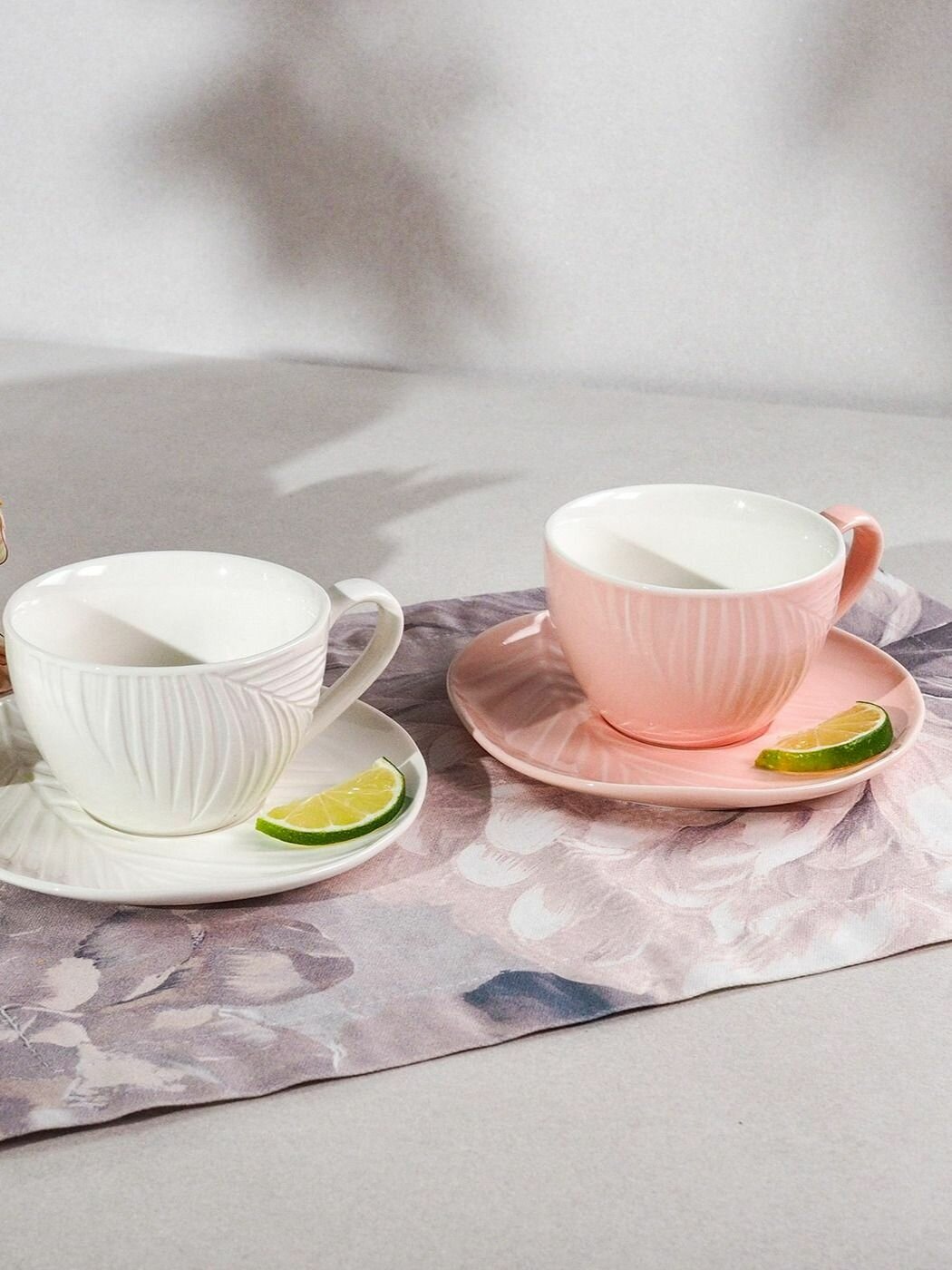 Набор чайных пар в подарочной упаковке 250мл Bali 2шт, цвет розовый/белый. STENOVA HOME