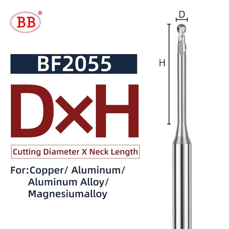 Фреза BB BF2055, R1x12H, для алюминия и меди