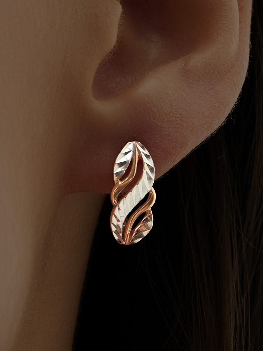Серьги, серебро, 925 проба, золочение