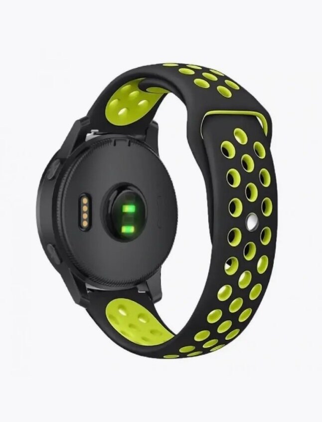 Ремешок спортивный для часов Amazfit Bip/Bip Lite/GTR 42mm/GTS, цвет черный зеленый 20 мм.