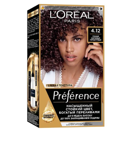 Стойкая крем-краска для волос L`Oreal Paris Preference 4.12 Монмартр глубокий коричневый