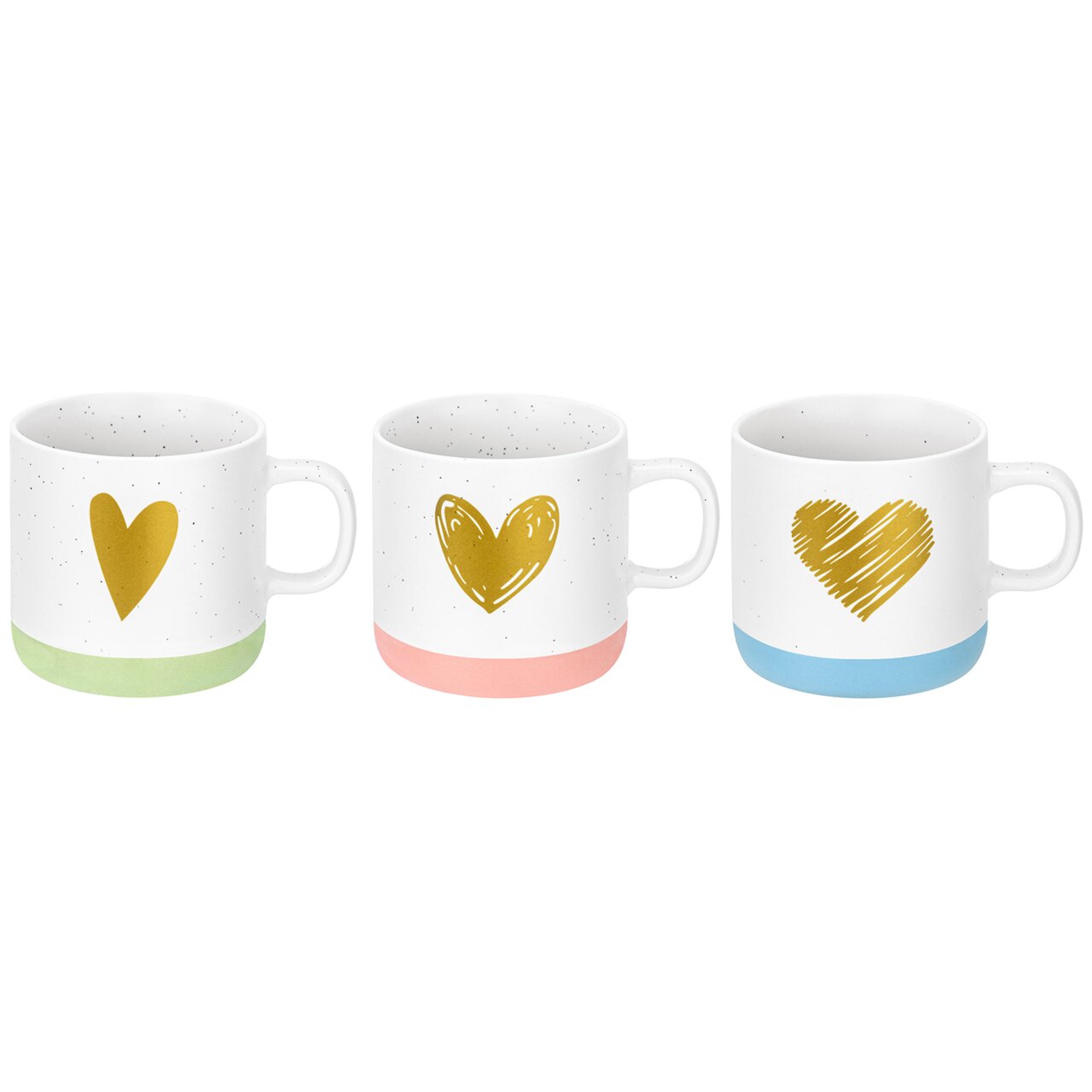 Elan Gallery Набор кружек Сердца, 3 шт, фарфор 380 мл - стильный сервиз для чая