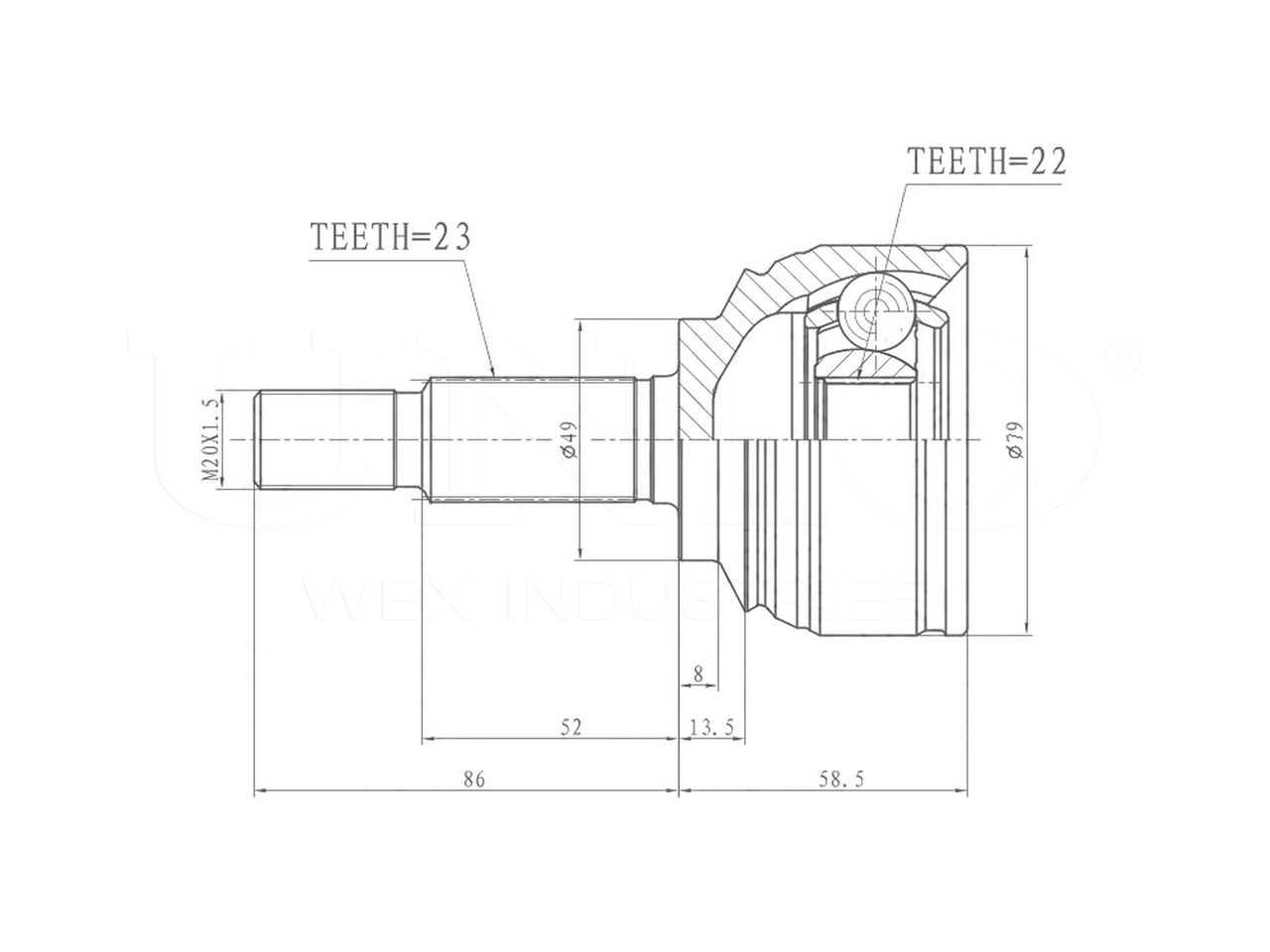 UNIO CVJ-20276 (391007857R) шрус внешний Lada (Лада) largus 12-, Renault (Рено) logan II 13-, sandero II 14- (мкпп / акпп)