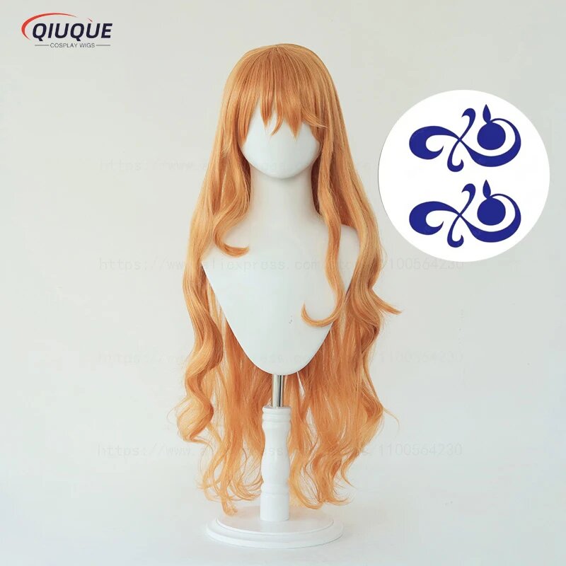 Оранжевый косплей парик QIUQUE 75 см, Wig A и стикеры
