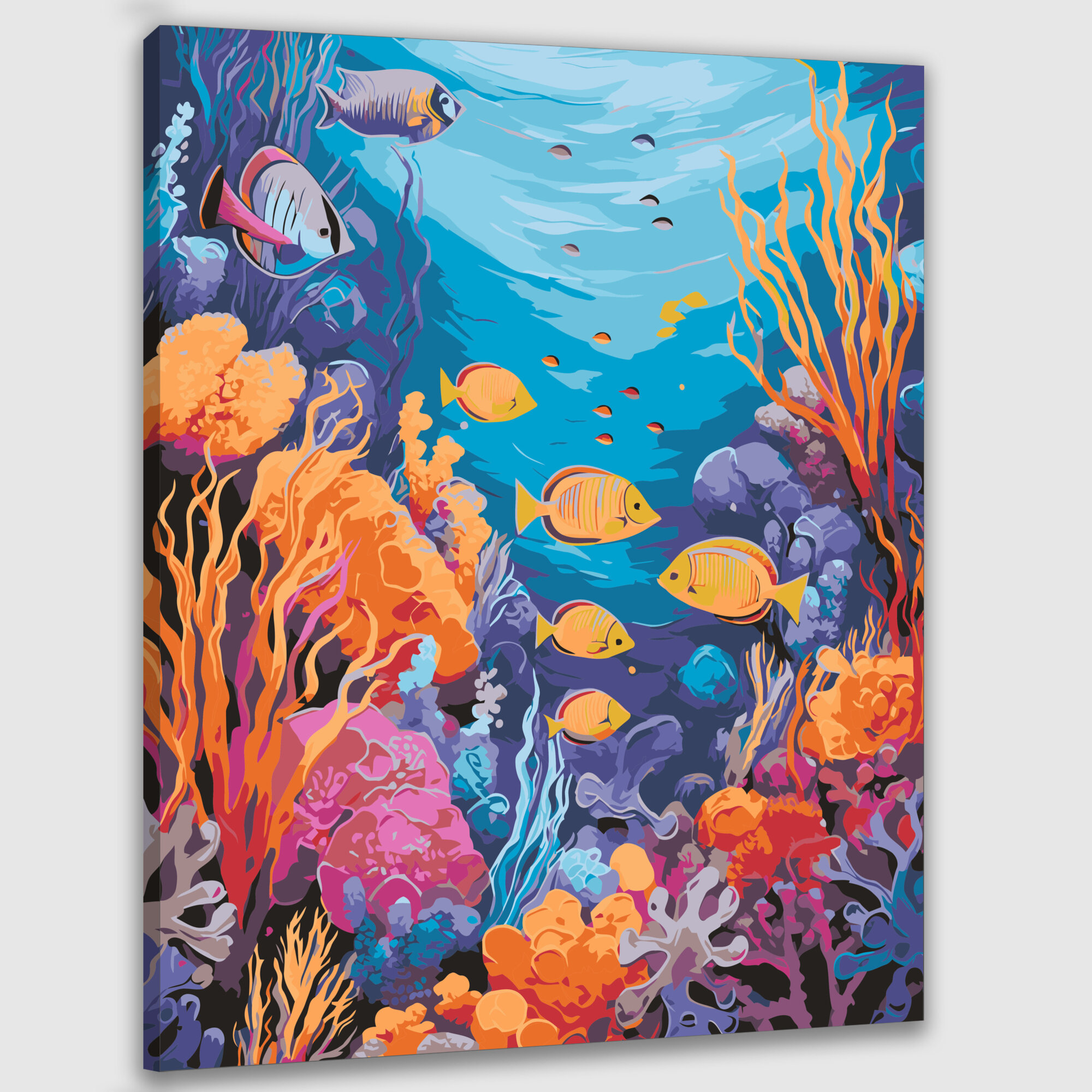 Картина по номерам 40x50 см, картина, искусство, смешанная техника, цвета, текстуры, коралловый риф, морские обитатели