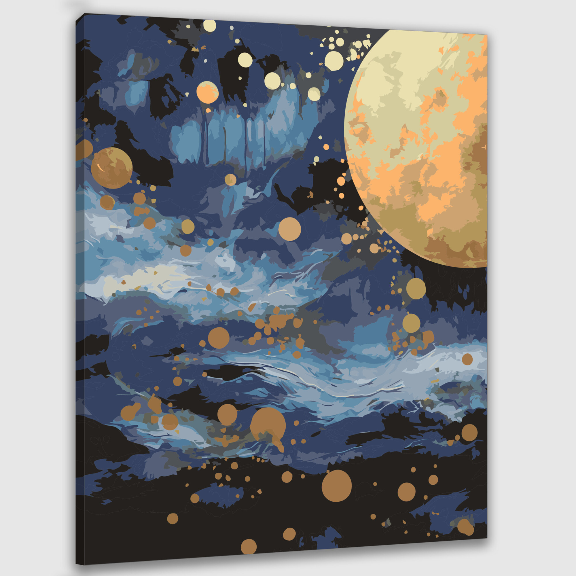 Картина по номерам 40x50 см, картина, искусство, смешанная техника, звуковые волны, небесные тела, космос