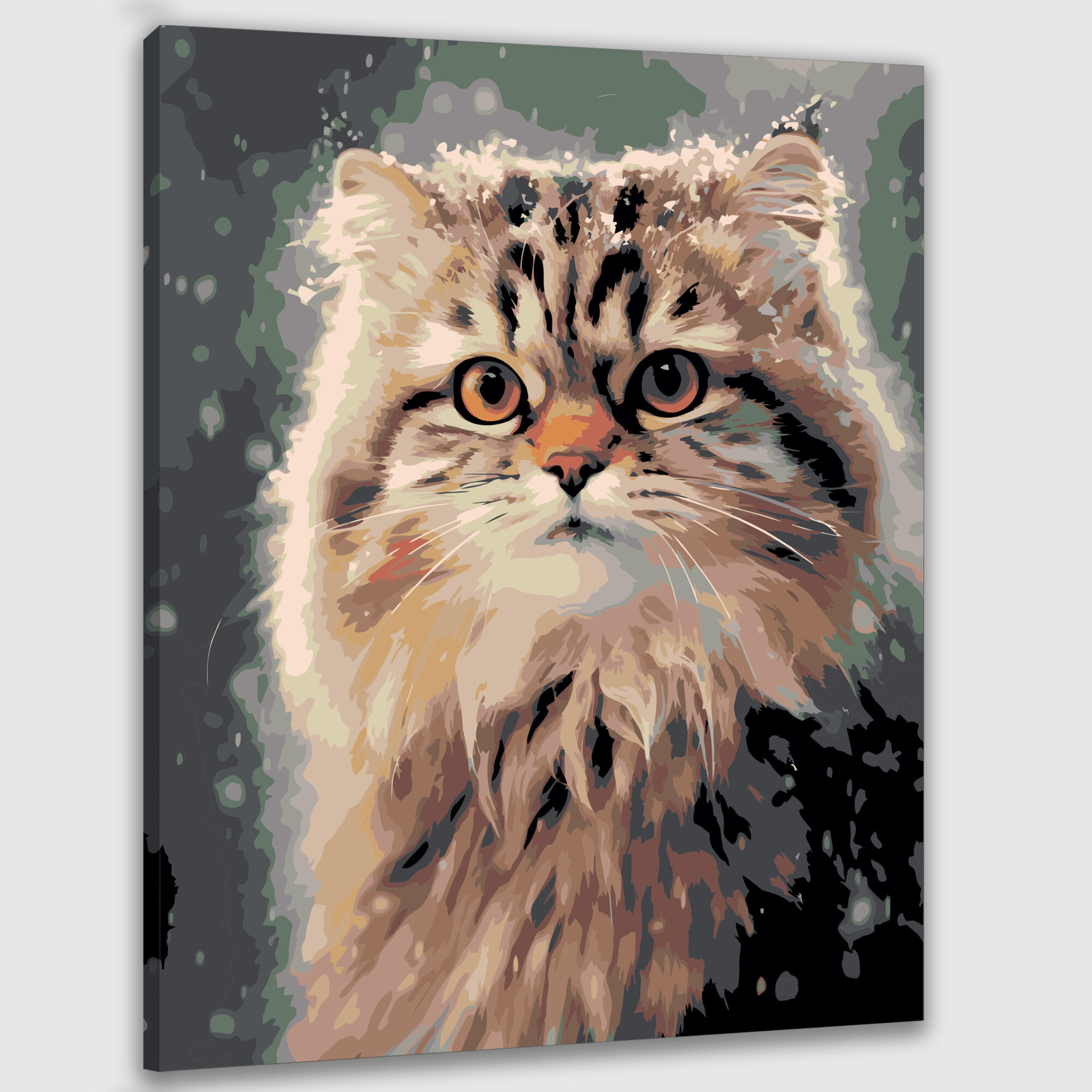 Картина по номерам 40x50 см, Манул, дикая кошка, зимний лес, янтарные глаза, пушистый мех, выразительная морда