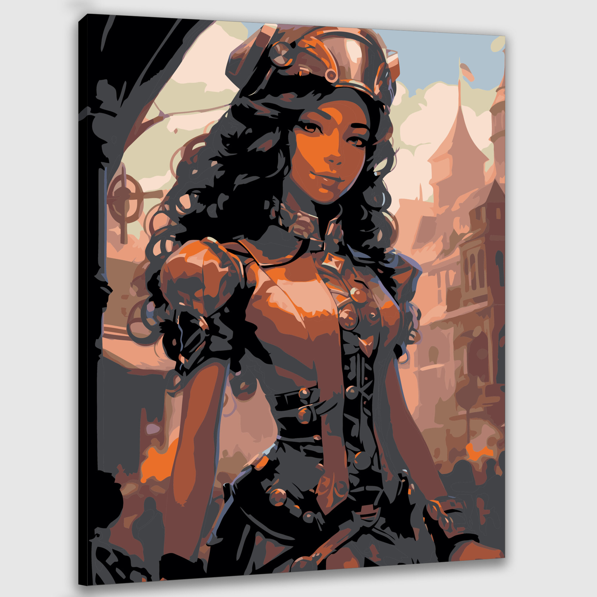 Картина по номерам 40x50 см, цифровая картина, кукла, стимпанк, яркая цветовая палитра, викторианская мода