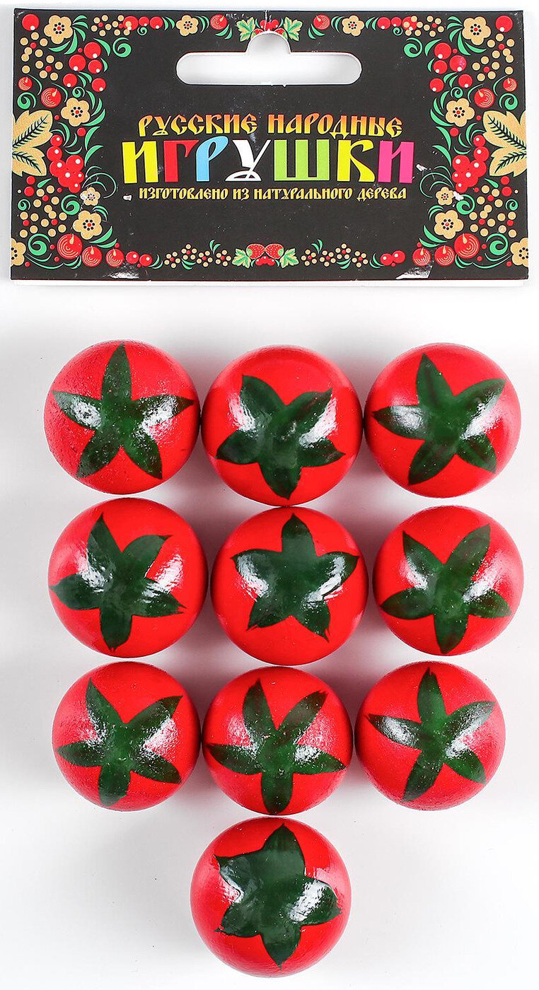 Детский счётный материал "Овощи: морковка, помидор, огурец", дидактический набор из 10 деревянных овощей одного вида