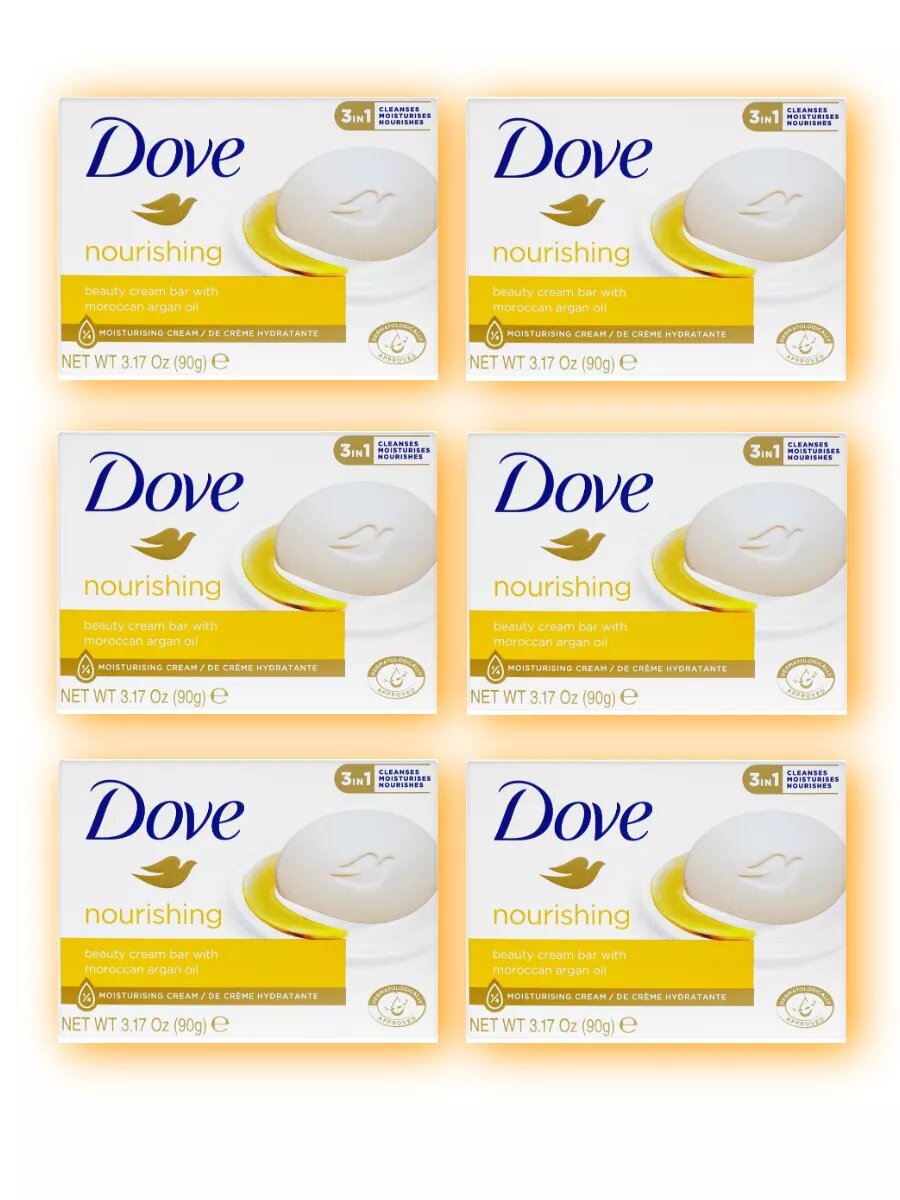 Dove Nourishing Крем-мыло с драгоценными маслами арганы 6шт по 90г