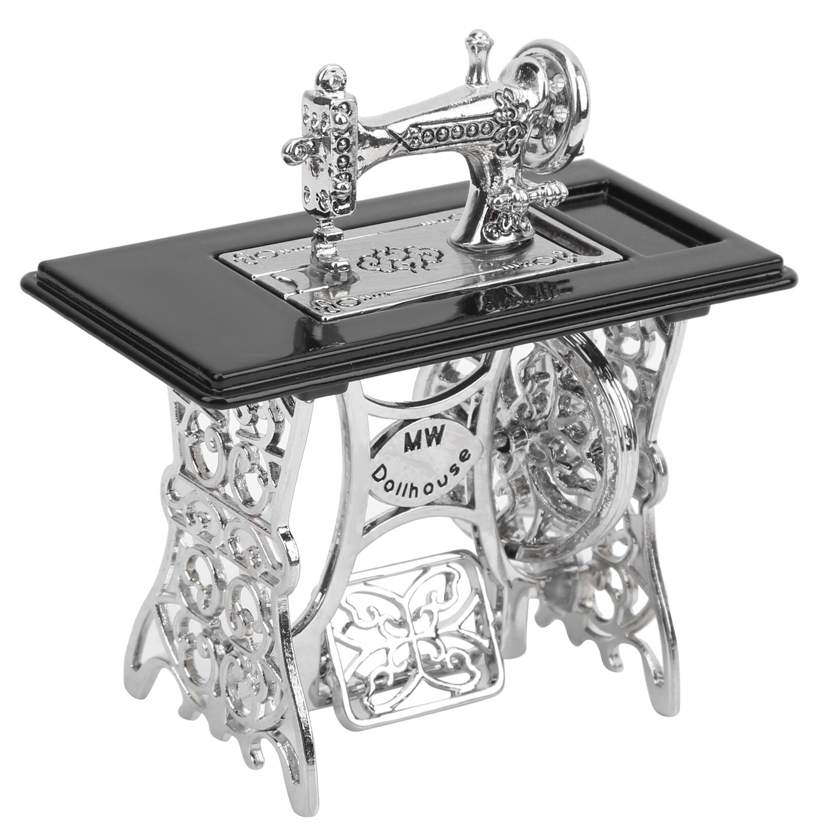 Винтажная миниатюрная швейная машинка — аксессуар для украшения кукольного домика масштаба 1/12. Имитация швейной машинки.