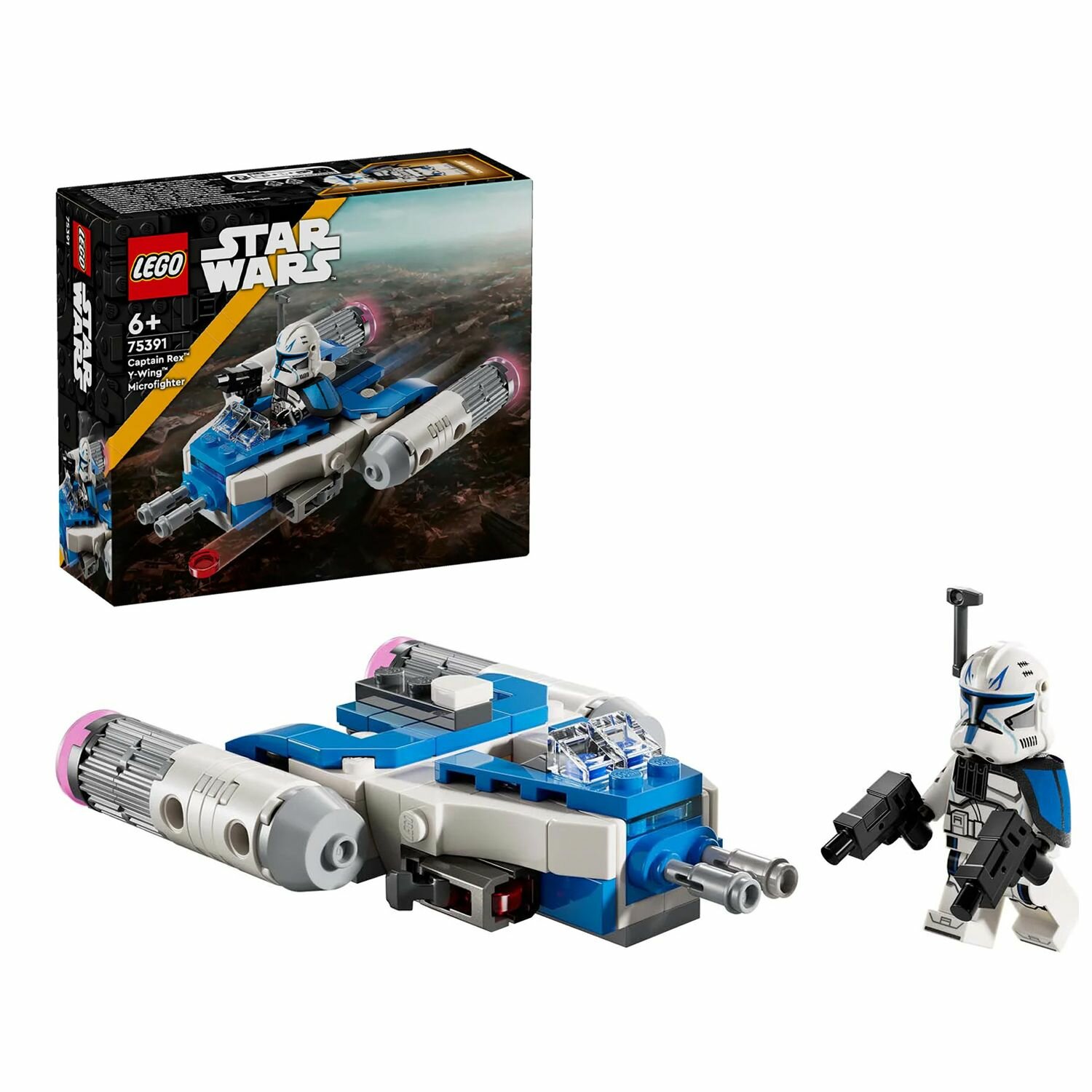 Конструктор LEGO Star Wars Микрофайтеры: Звездолет Y-Wing капитана Рекса, 99 деталей, возраст 6+, 75391