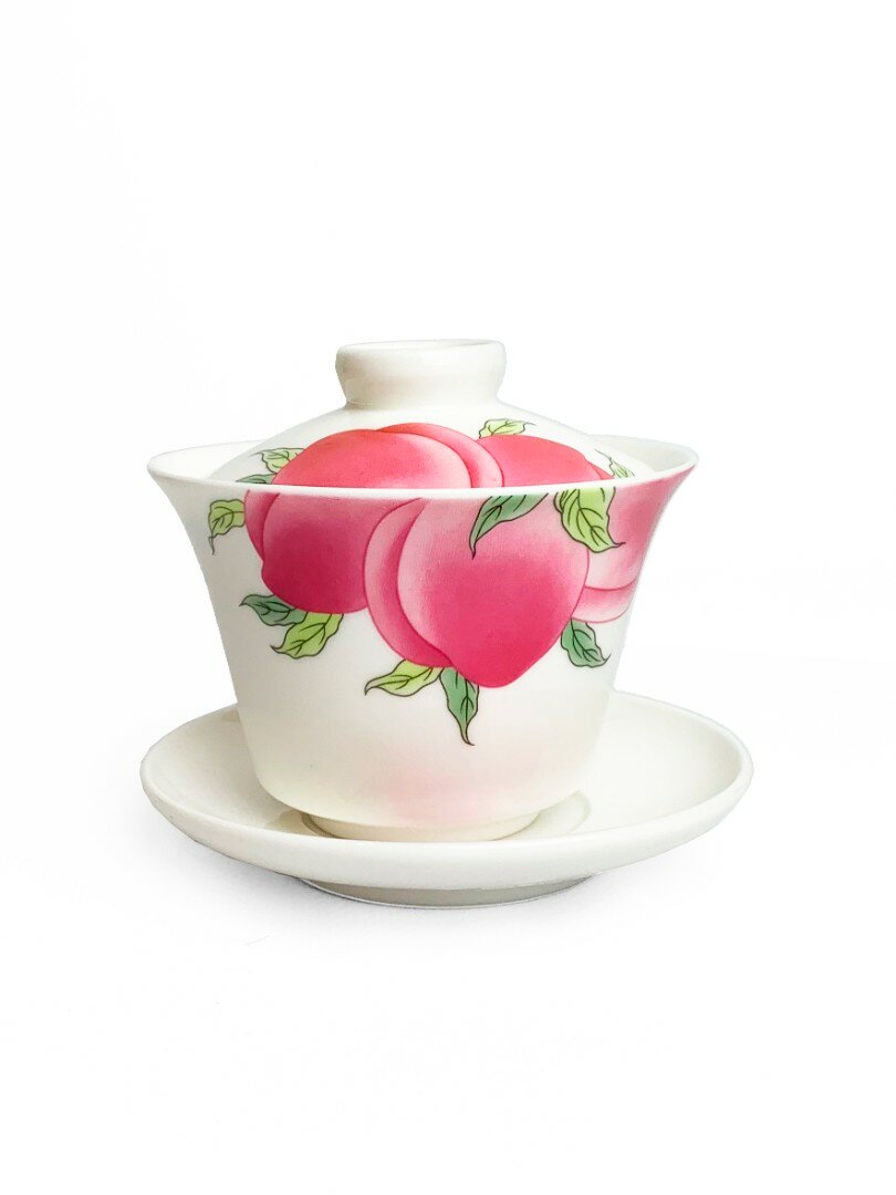 Гайвань для заваривания чая - Цветущий персик, глянцевый фарфор, 160 мл, Китай (ИТТ-387)