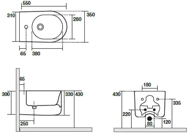 Kerasan Nolita Биде подвесное с 1 отв. под смеситель 55х35 см, с креплениями WB9N, цвет Nocciola mat