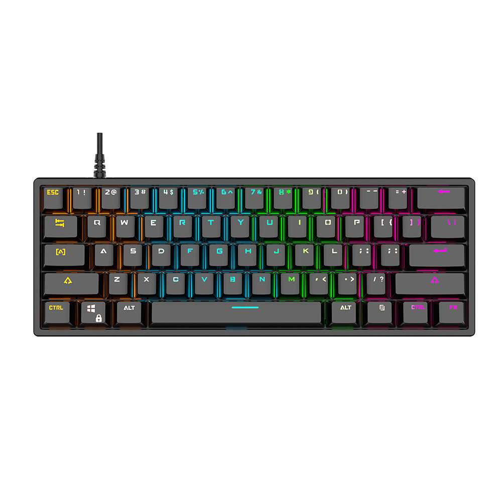 Проводная механическая клавиатура BAJEAL G101 с 61 клавишами, RGB-подсветкой, синим переключателем