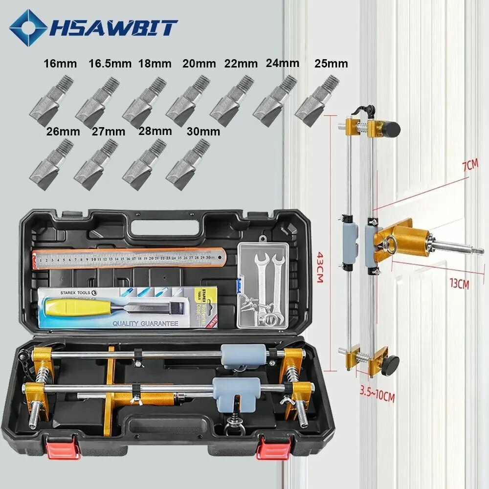 Шаблон для врезки дверных замков, ручек, личинок / Кондуктор для врезки дверных замков, с 11 лезвией
