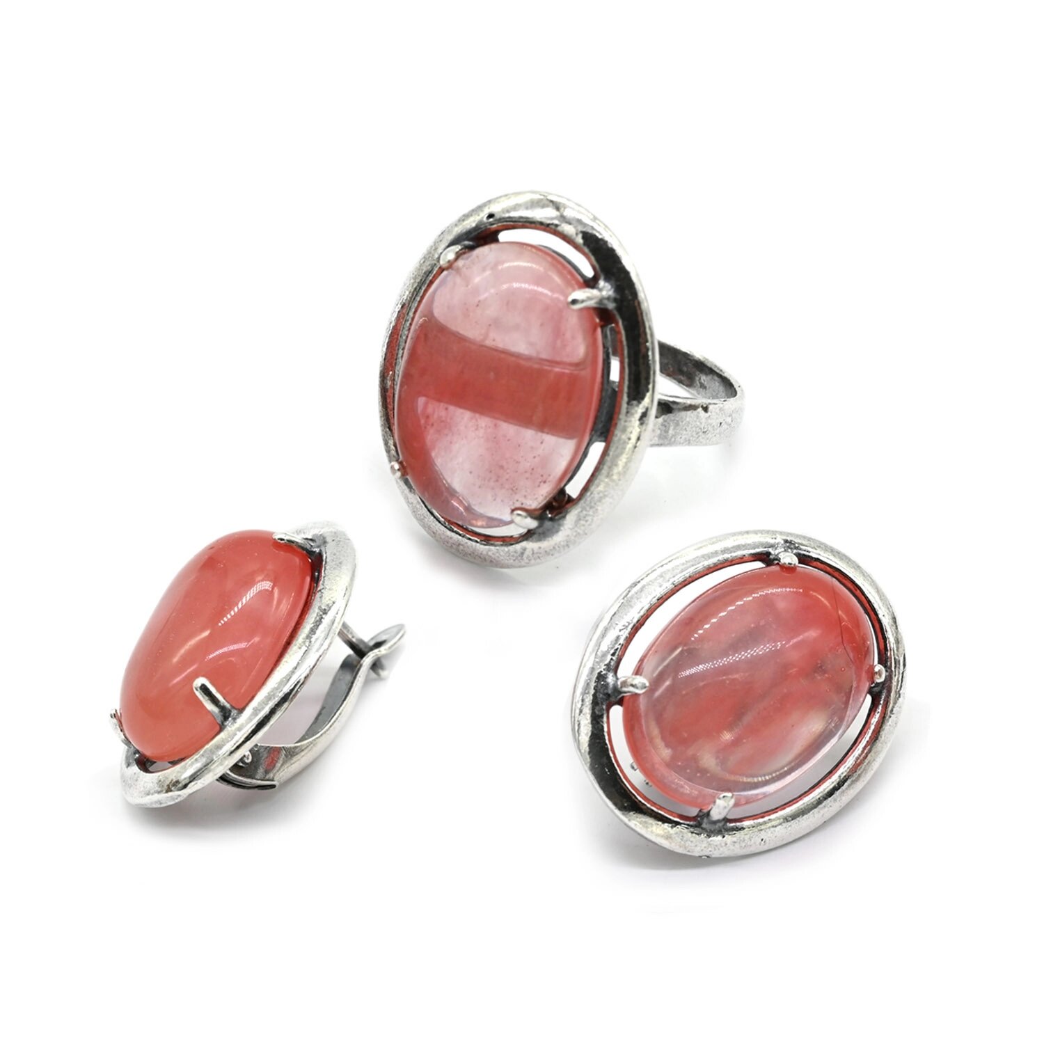 Комплект бижутерии: кольцо, халцедон