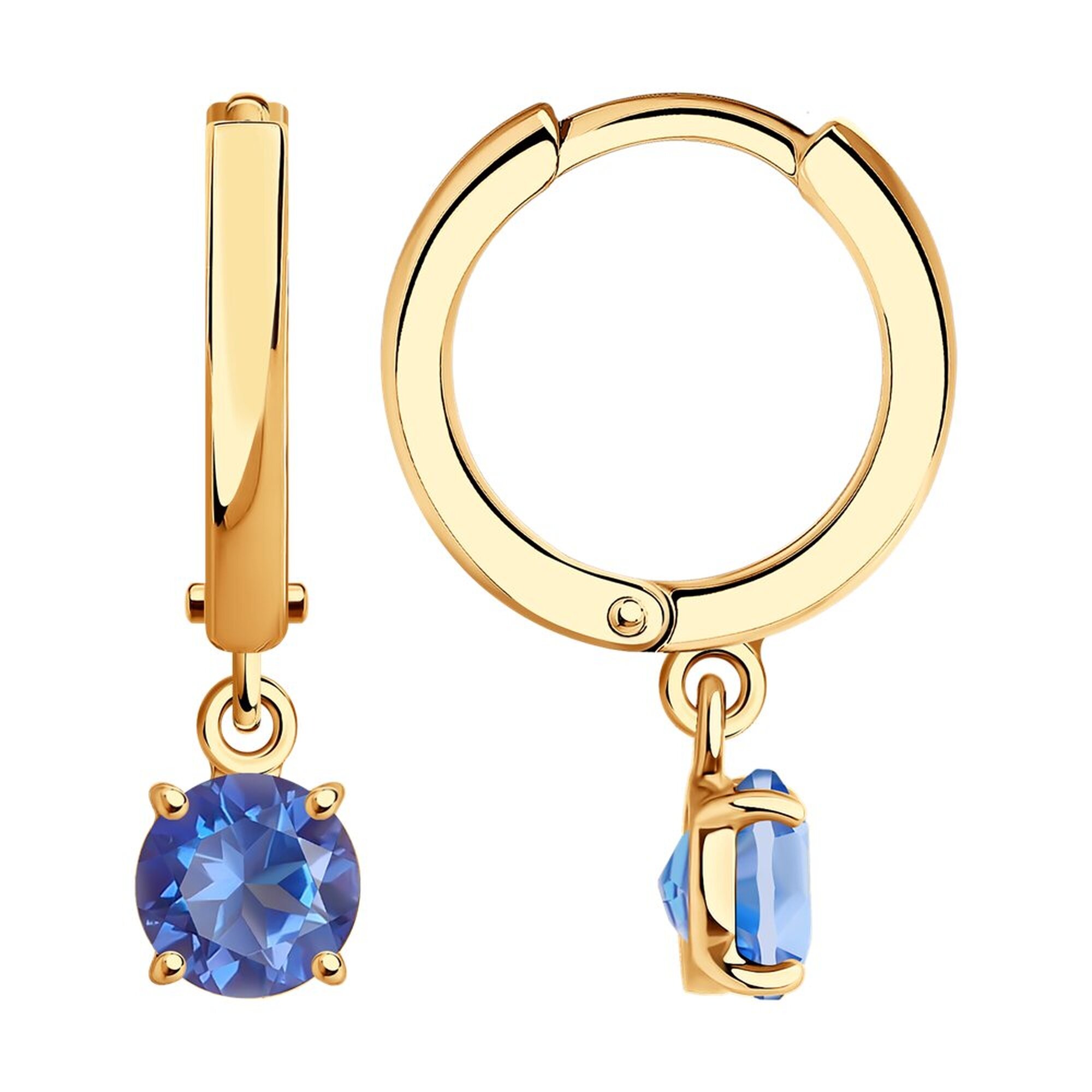 Серьги, красное золото, 585 проба, топаз