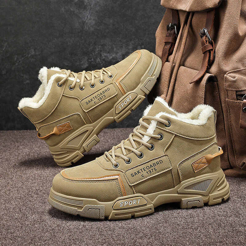 Мужские зимние ботинки больших размеров, зимние хлопковые ботинки на флисовой подкладке, мужские ботинки Martin, хлопковые ботинки, размеры 39-48, EU:40