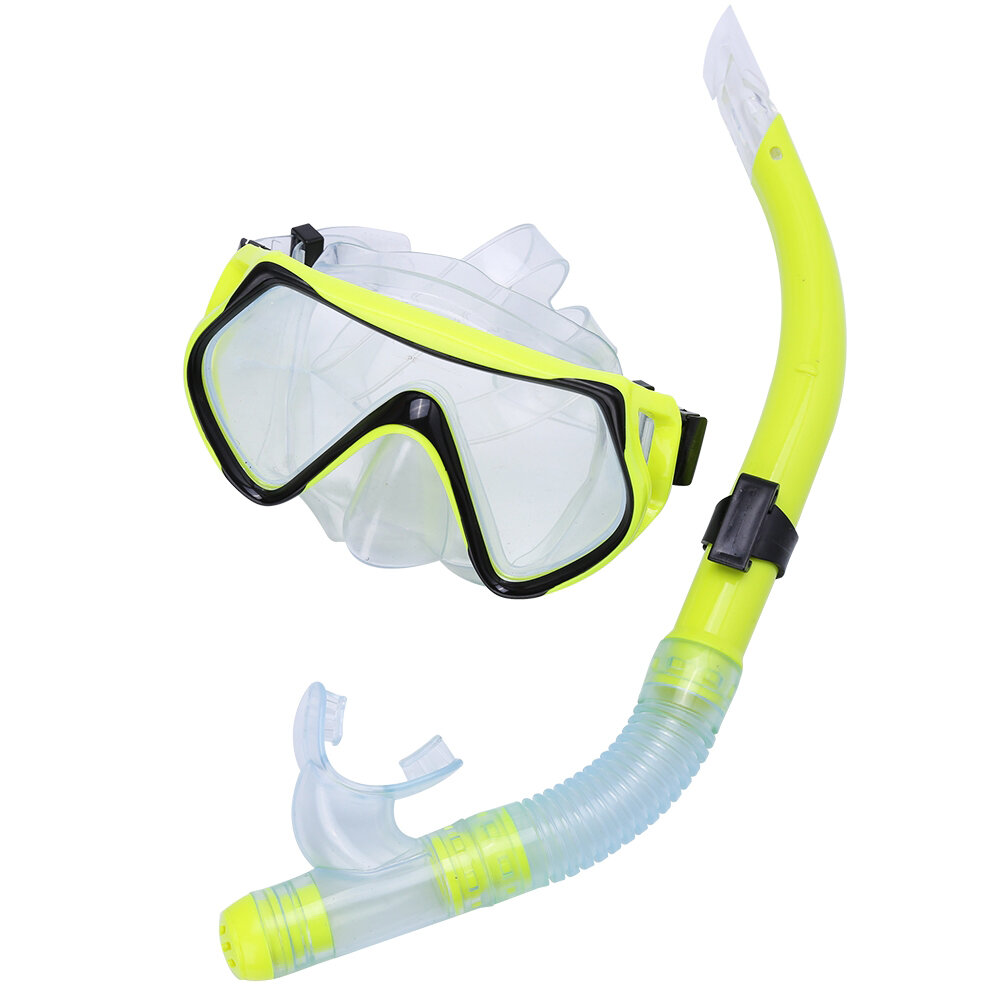 Adult Diving Goggles Snorkeling Swimming Scuba Underwater Glasses Snorkel (Yellow)