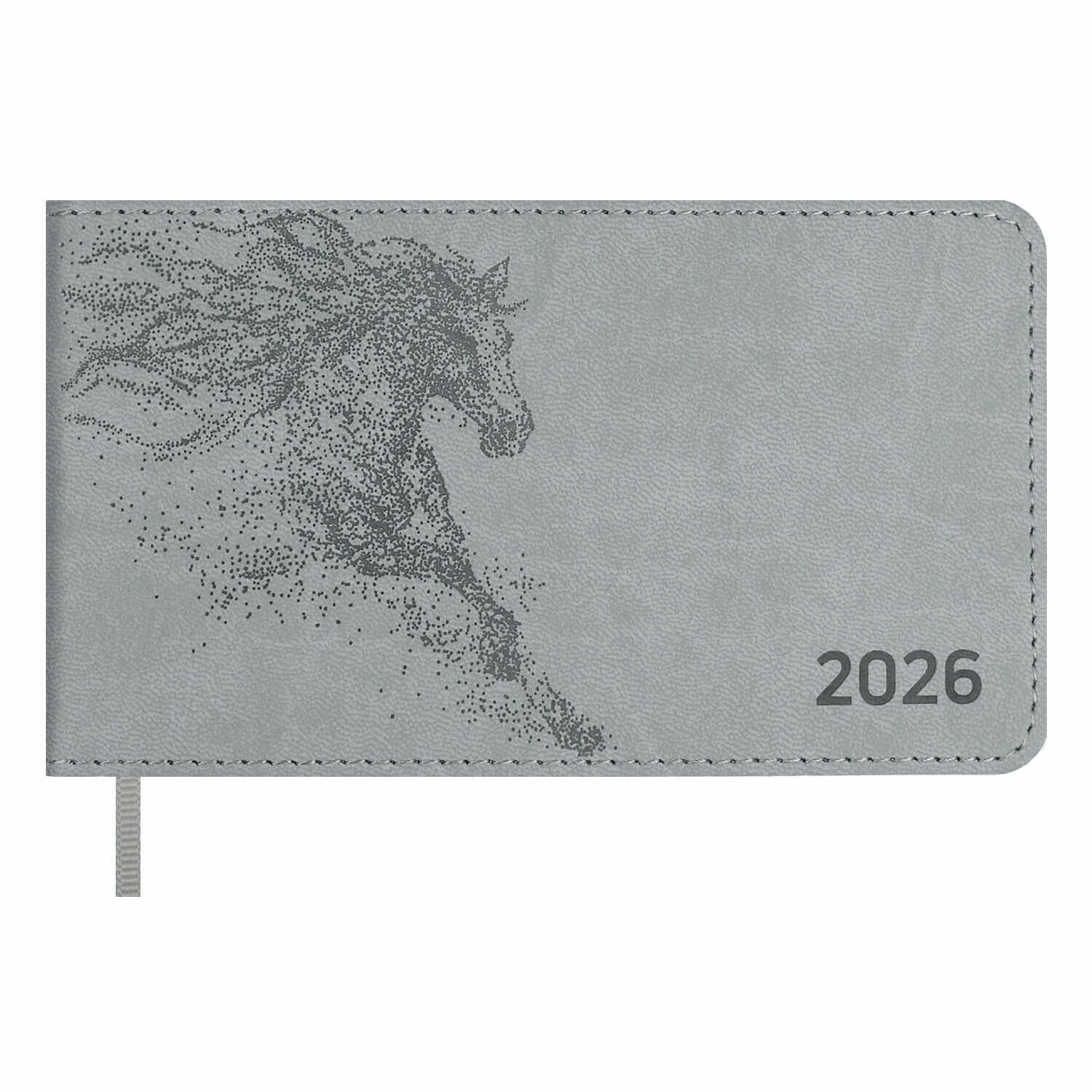 2026 Еженедельник датированный 150x87мм 64 листа "Виннер" мягкий переплет, серый