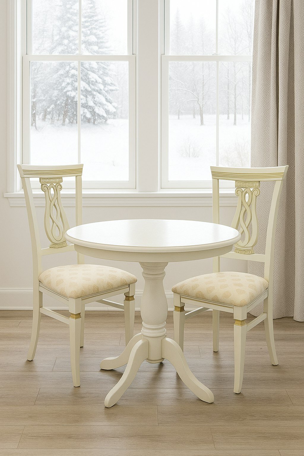 Комплект стульев IFERS Агнесс кухонный, со спинкой, цвет слоновая кость/золото, Маркус ваниль (2 шт)