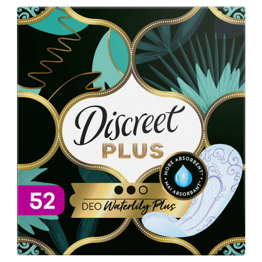 Discreet deo plus водяная лилия ежедневные гигиенические прокладки 52 шт.