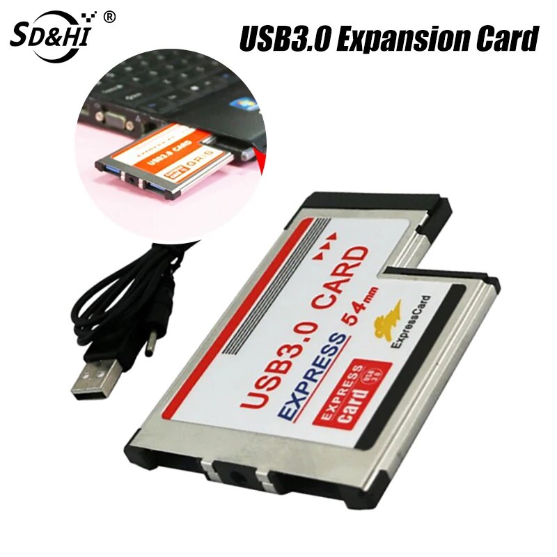 Карта расширения USB Expresscard, 2 порта USB 3,0 Expresscard 34 54 мм, карта расширения Express для USB-адаптера, USB Express Card Co