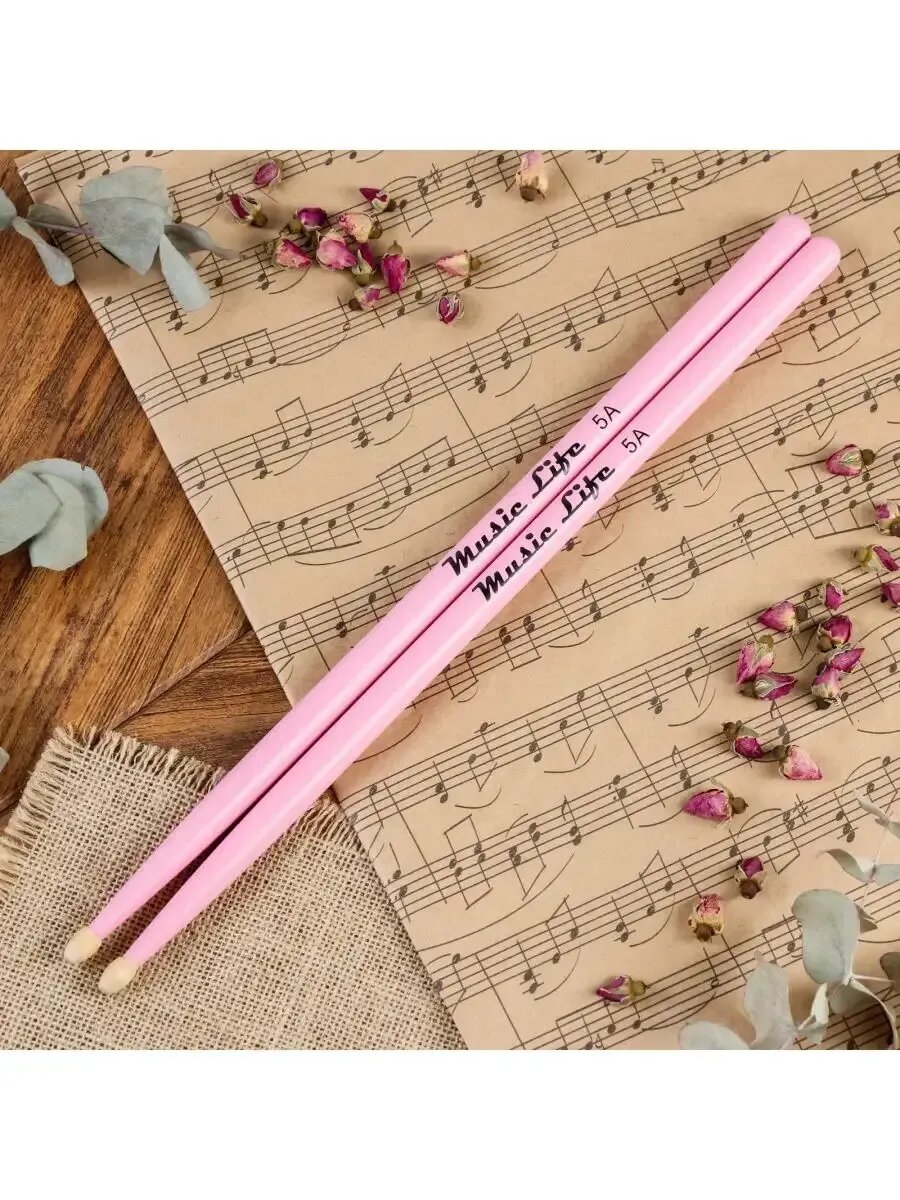 Барабанные палочки 5А, клён, розовые