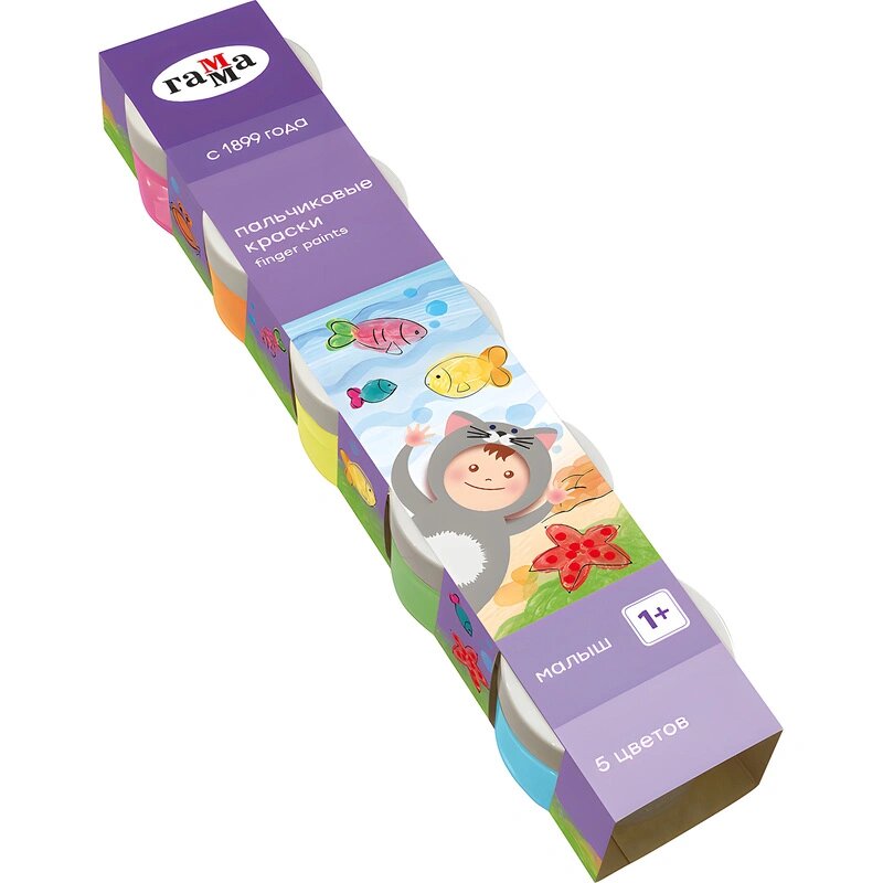 Краски пальчиковые Гамма Малыш (1+) 50мл х 5цв/наб карт. кор 180120216