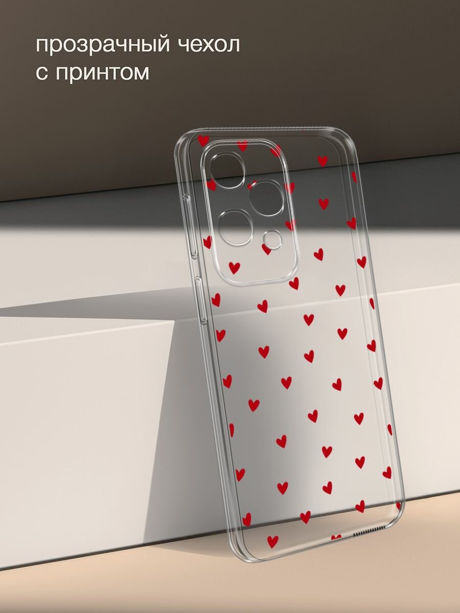 Чехол на Google Pixel 9 / Гугл Пиксель 9 с принтом "Red hearts", прозрачный — фото 1