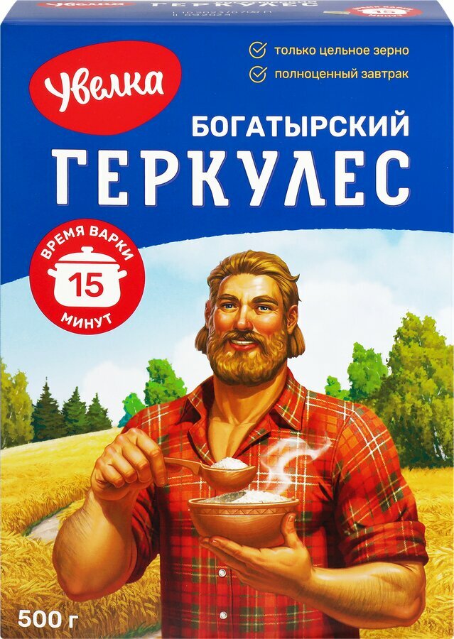 Хлопья овсяные увелка Богатырский геркулес, 500г