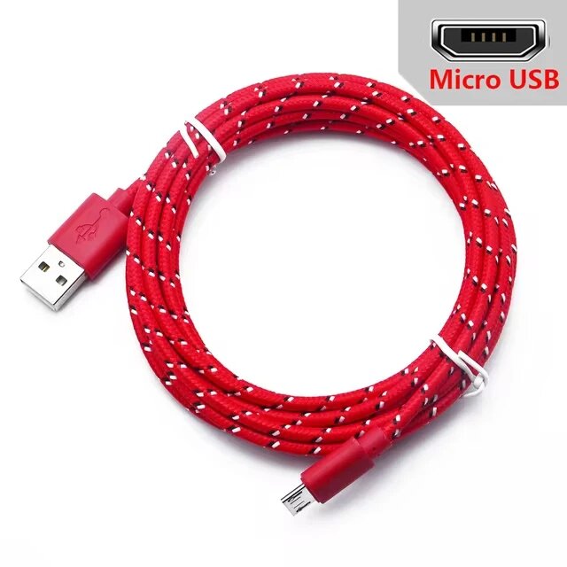 2,4A кабель Micro USB 0,5 м/1 м/2 м/3 м USB-кабель для синхронизации данных для 2m, Red For Micro