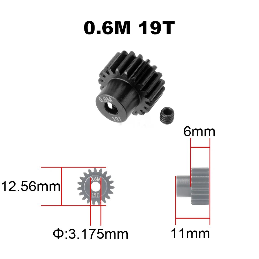 Шестерня стальная 0.6M 19T для RC 1/10