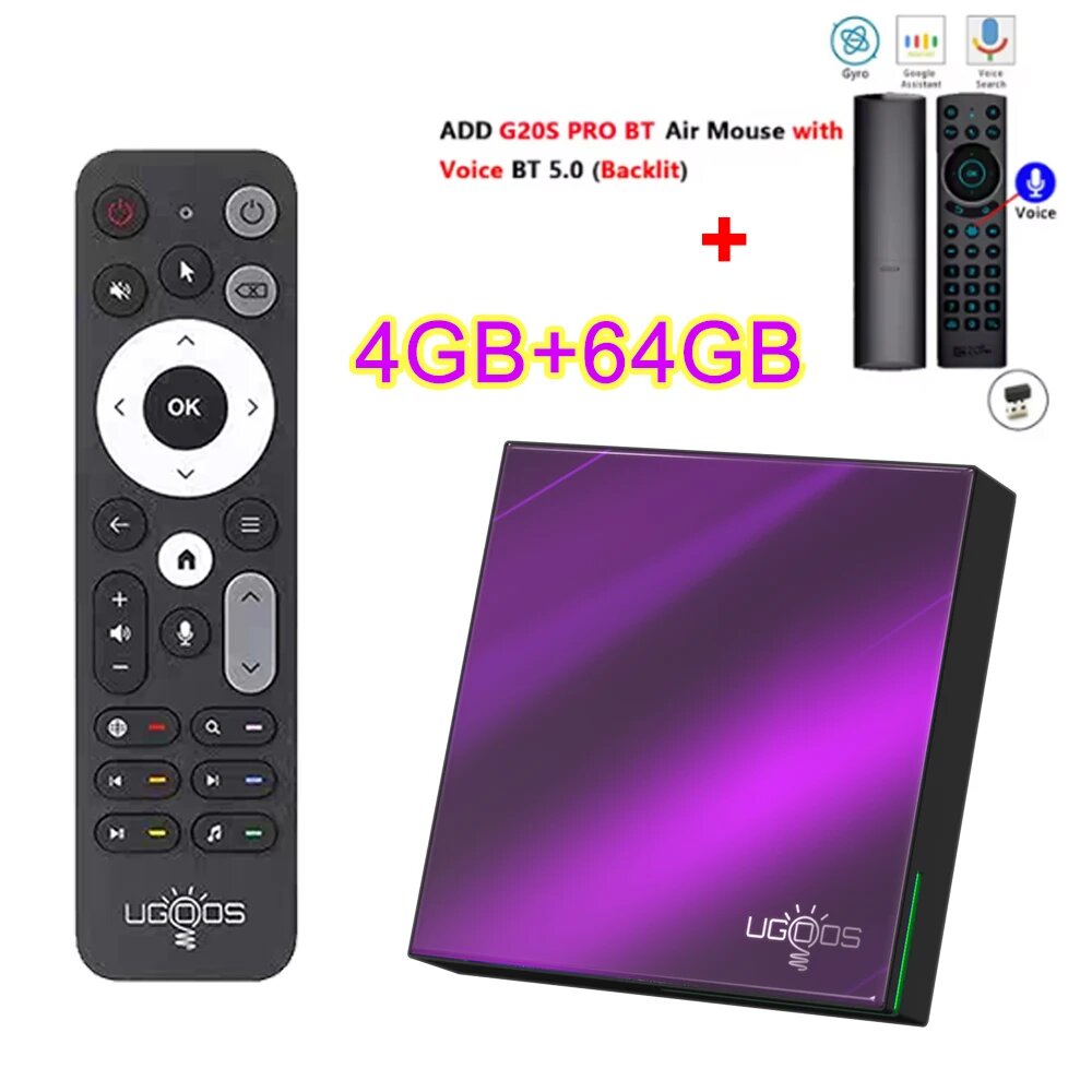 UGOOS SK4 Android TV приставка Европейская вилка (EU Plug), SK4 and G20S Pro BT