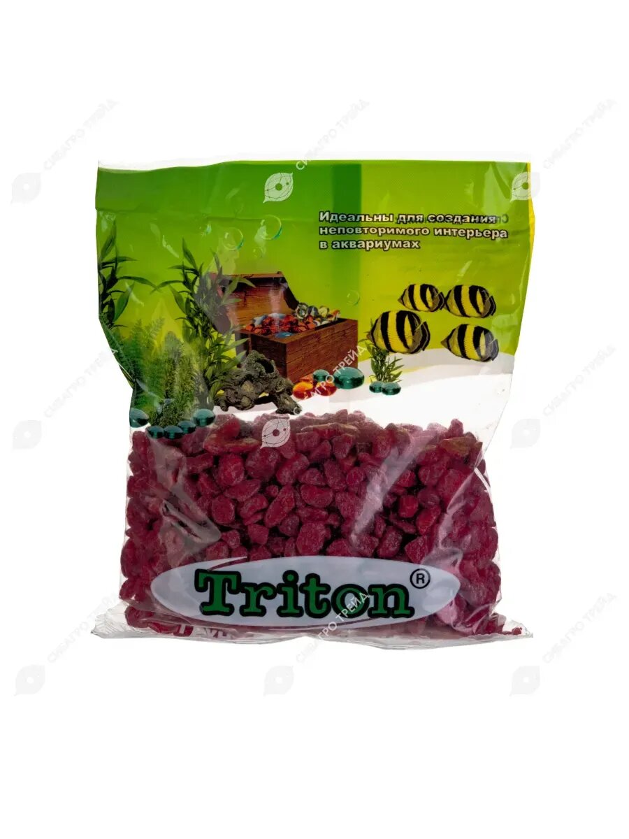 Грунт Тритон блестящий красный крупный, 800 г.