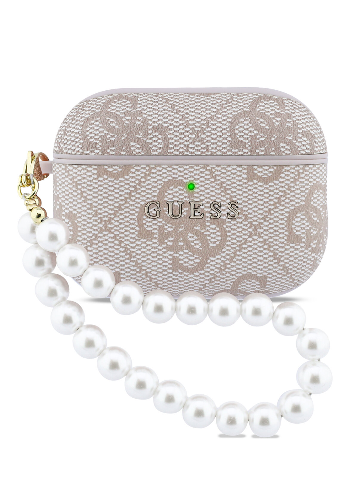 Чехол Guess для Airpods Pro 3, из экокожи PU leather, со шнурком на руку, розовый