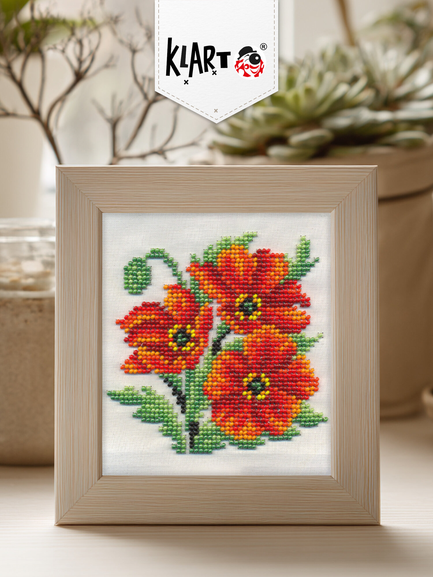 Набор для вышивания Klart 8-120 "Алые маки" 13 х 13 см